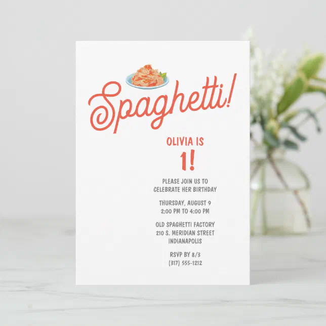 Kids Spaghetti Birthday Invitation | Zazzle