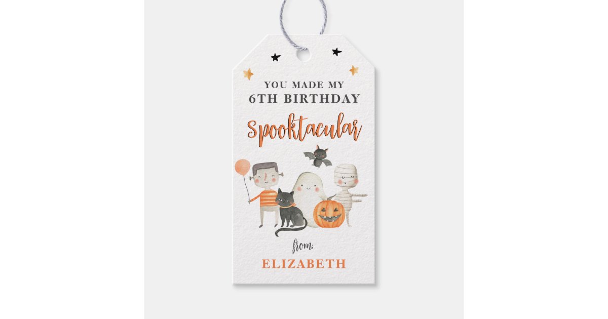 Kids Spooktacular Halloween Birthday Party Favor Gift Tags | Zazzle