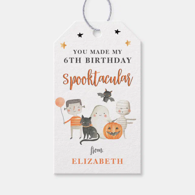 Kids Spooktacular Halloween Birthday Party Favor Gift Tags | Zazzle