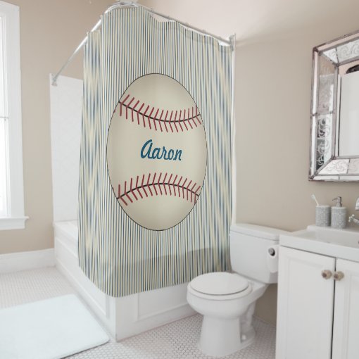 Kids Sports Boys Baseball Bathroom Shower Curtain | Zazzle