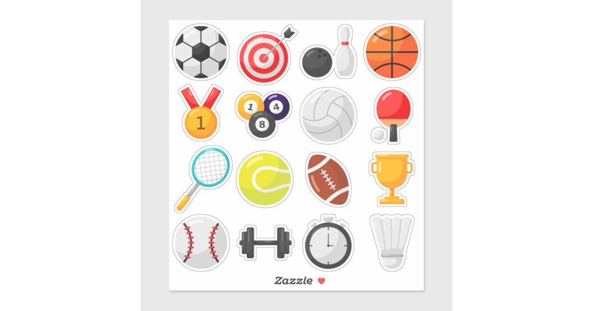 Kids Sports Equipment Sticker | Zazzle