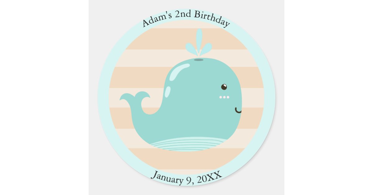 Kids Spouting Whale Under the Sea Birthday Classic Round Sticker | Zazzle