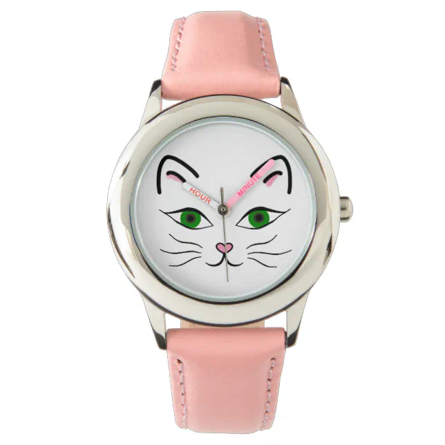 Kid's Stainless Steel Watch - Kitty Face | Zazzle