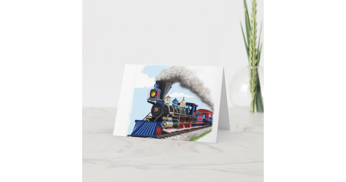 kids steam train card | Zazzle