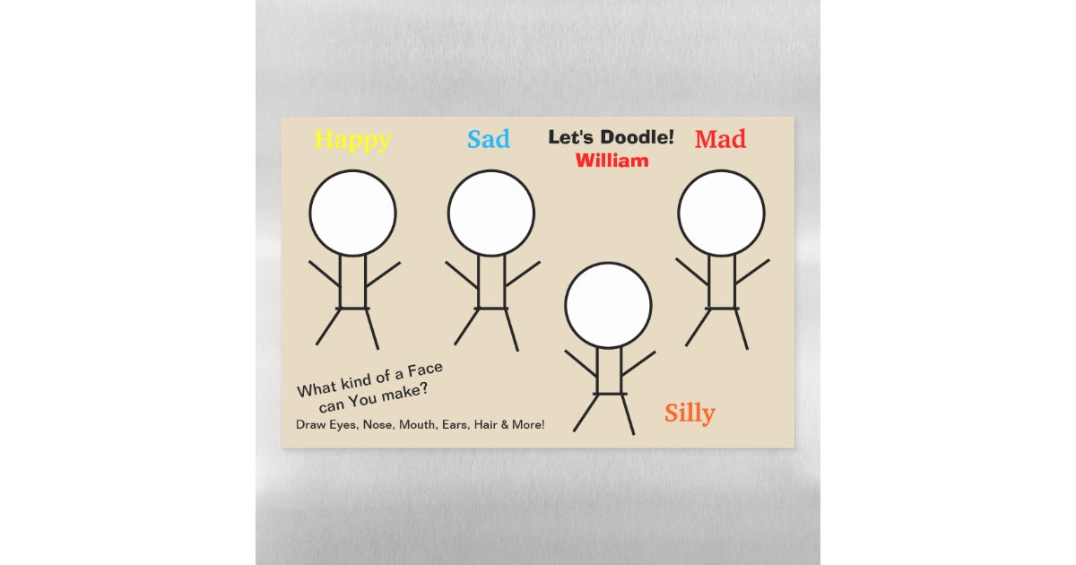 Kids Stick Figures Art Activity Magnetic Dry Erase Sheet | Zazzle