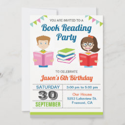 Kids Story Book Reading Birthday Party Invitation | Zazzle