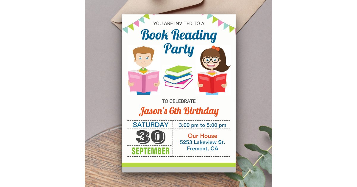 Kids Story Book Reading Birthday Party Invitation | Zazzle