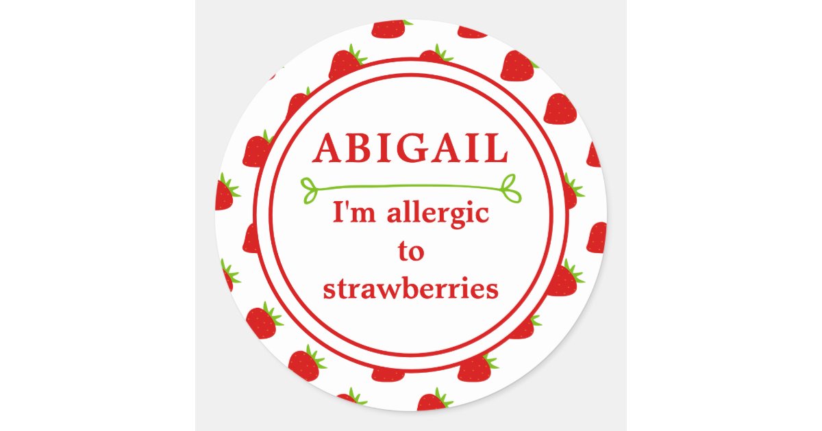 Kids Strawberry Allergy Alert Classic Round Sticker | Zazzle