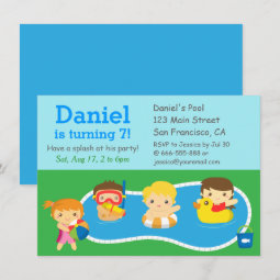 Kids Summer Splash Birthday Pool Party Invitation | Zazzle