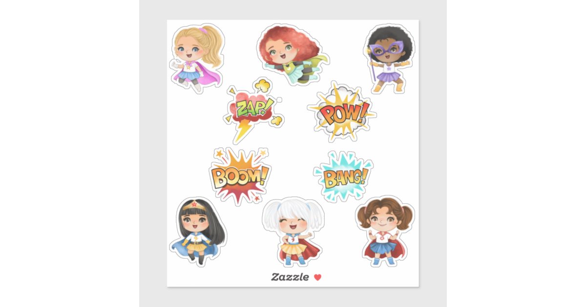 Kids Superhero Girls Sticker | Zazzle