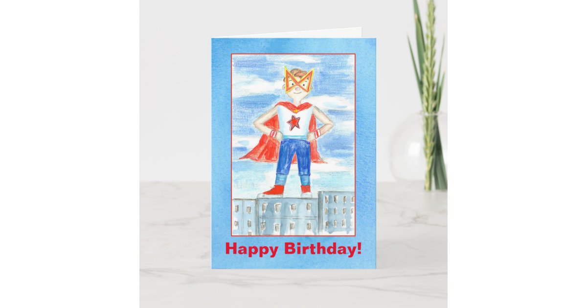 Kids Superhero Happy Birthday Card | Zazzle
