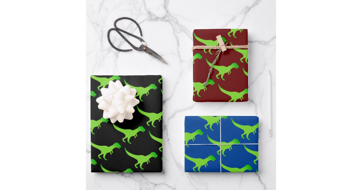 Kid's t-rex dinosaur pattern wrapping paper sheets | Zazzle