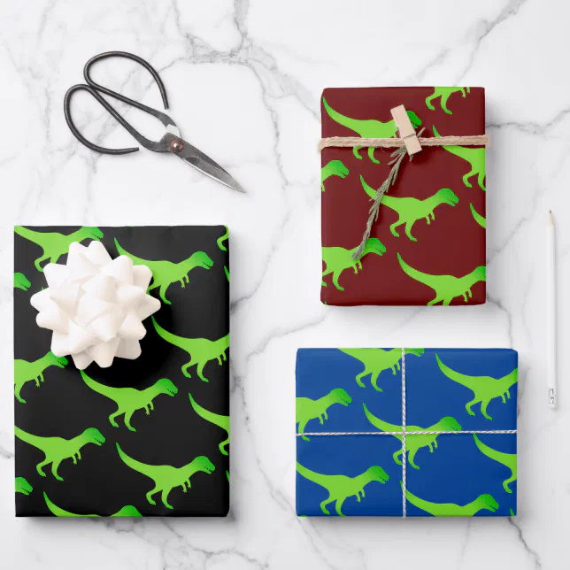 Kid's t-rex dinosaur pattern wrapping paper sheets | Zazzle