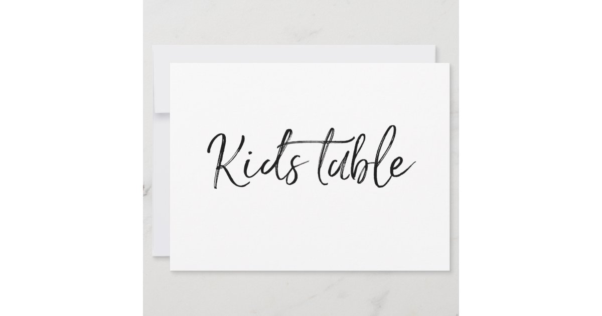 "Kids Table" Sign | Stylish Hand Lettered | Zazzle