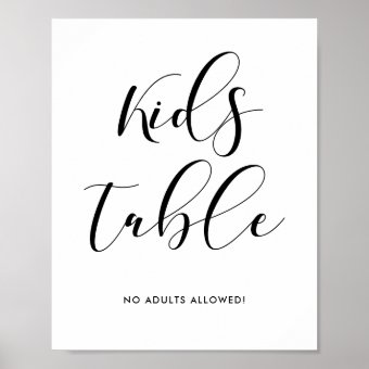 Kids table wedding reception sign | Zazzle