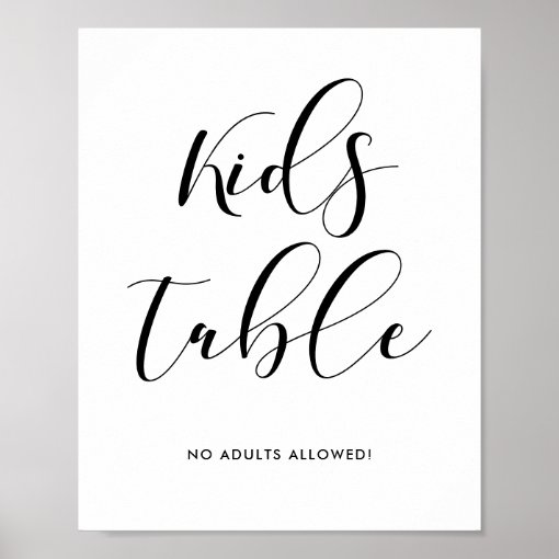 Kids table wedding reception sign | Zazzle