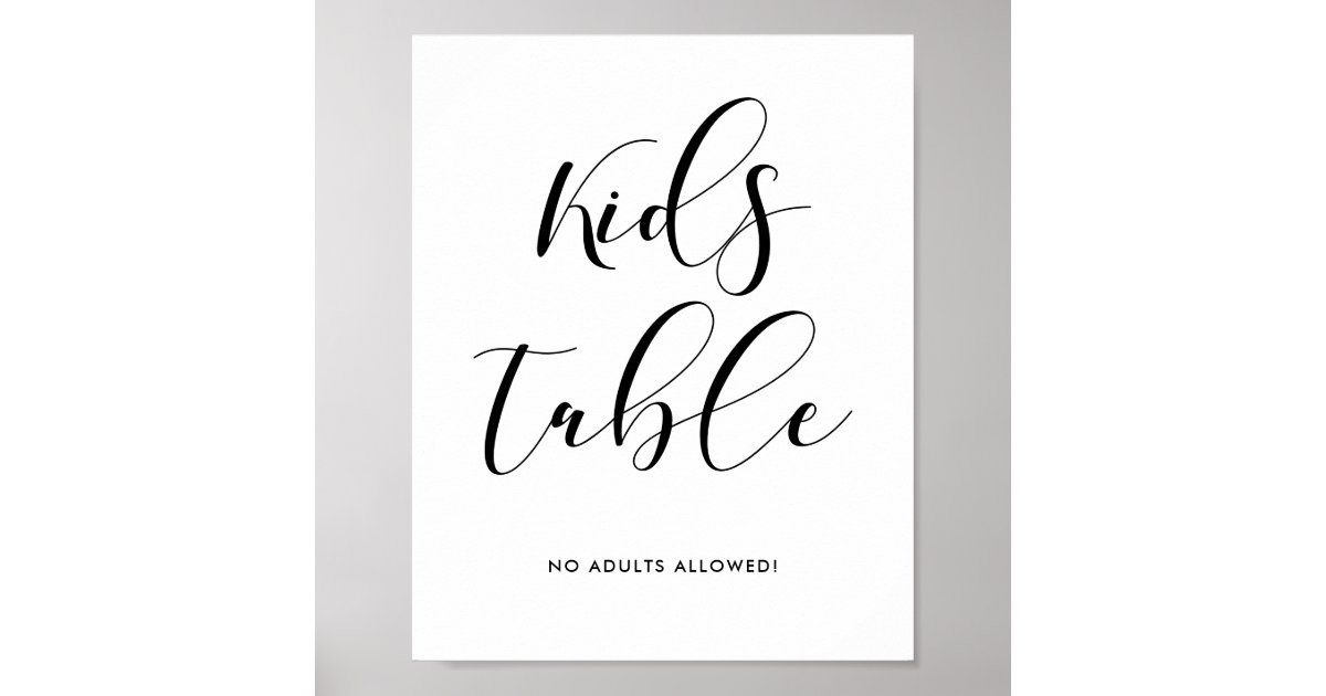 Kids table wedding reception sign | Zazzle