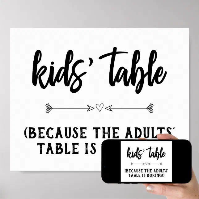 Kids' Table Wedding Reception Sign | Zazzle