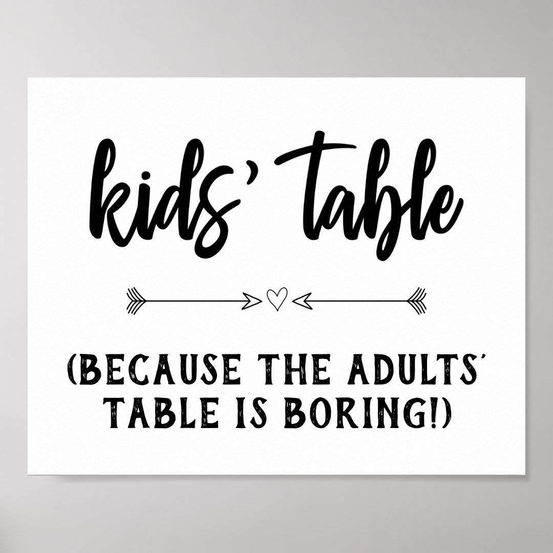 Kids' Table Wedding Reception Sign | Zazzle