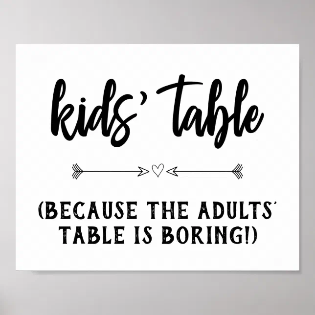 Kids' Table Wedding Reception Sign | Zazzle