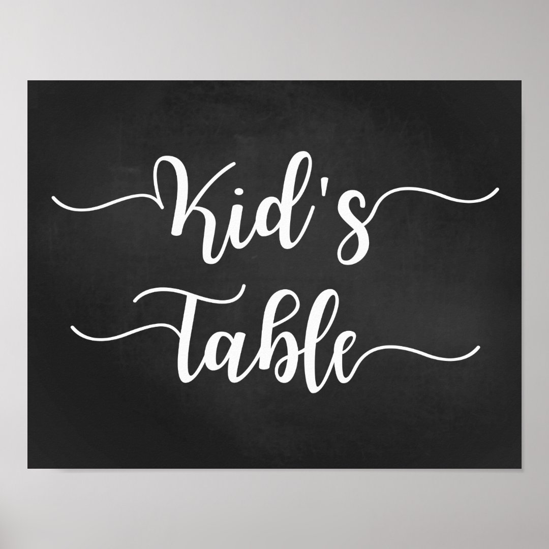 Kid's Table Wedding Sign | Modern Calligraphy Sign | Zazzle