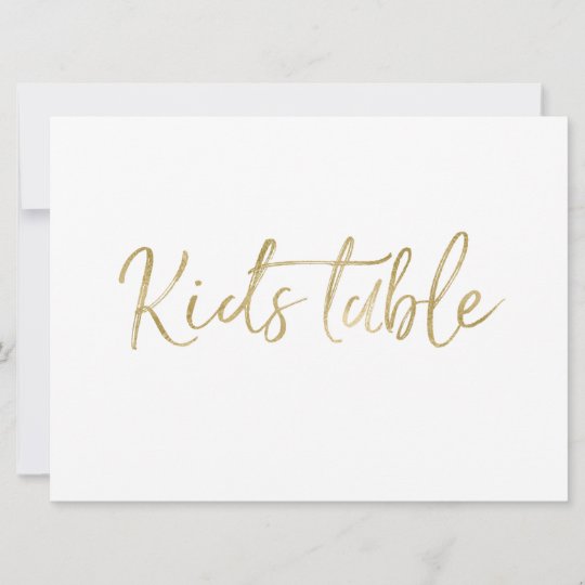 "Kids Table" Wedding Sign | Stylish Gold Lettered Invitation | Zazzle.com