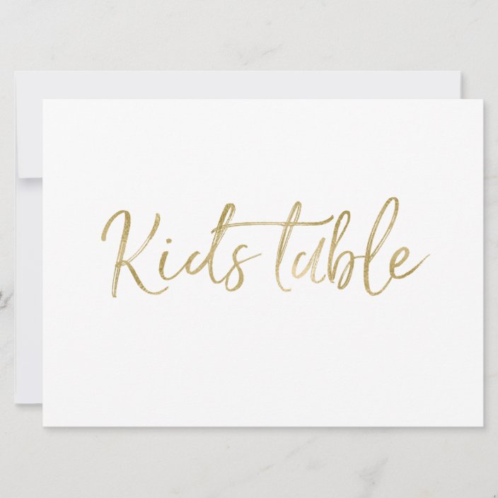 "Kids Table" Wedding Sign | Stylish Gold Lettered Invitation | Zazzle.com