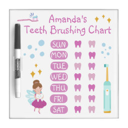 Kids Teeth Brushing Chart Visual Schedule Custom Dry Erase Board | Zazzle