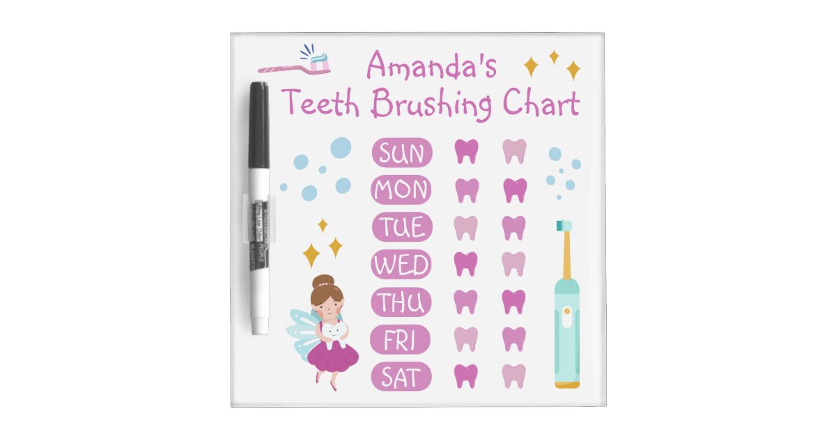 Kids Teeth Brushing Chart Visual Schedule Custom Dry Erase Board | Zazzle