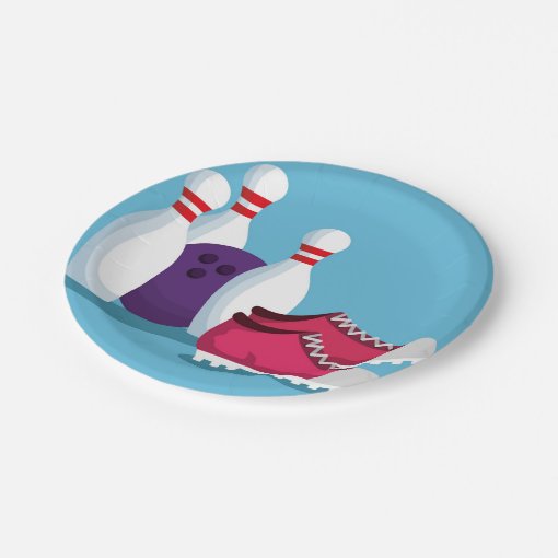 Kid's ten pin bowling party theme paper plates | Zazzle