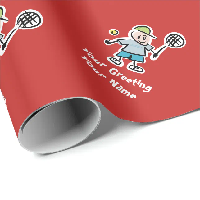 Kid's tennis cartoon custom Birthday & Christmas Wrapping Paper | Zazzle