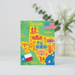 Kids Texas Map Postcard | Zazzle
