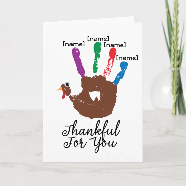 Kids Thanksgiving Handprint Turkey Gratitude Holiday Card | Zazzle