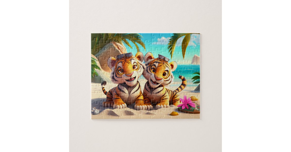 Kids Tiger Cubs Jigsaw Puzzle - Tropical | Zazzle