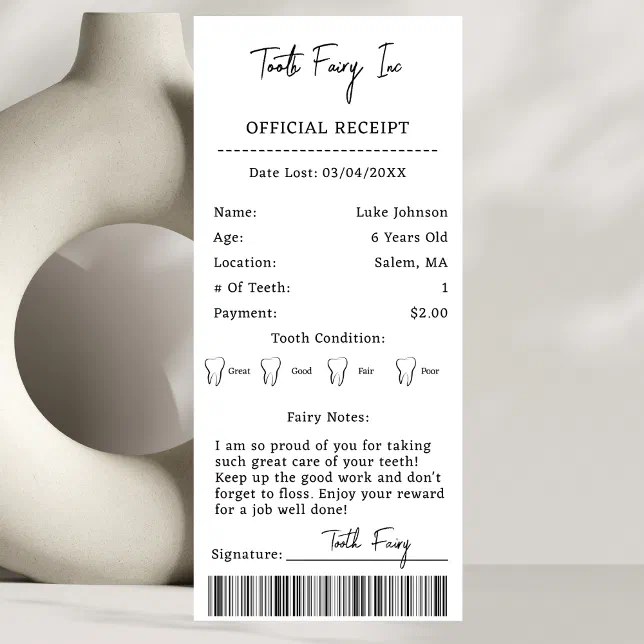 Kids Tooth Fairy Letter Certificate 1st Tooth Lost Invitation | Zazzle