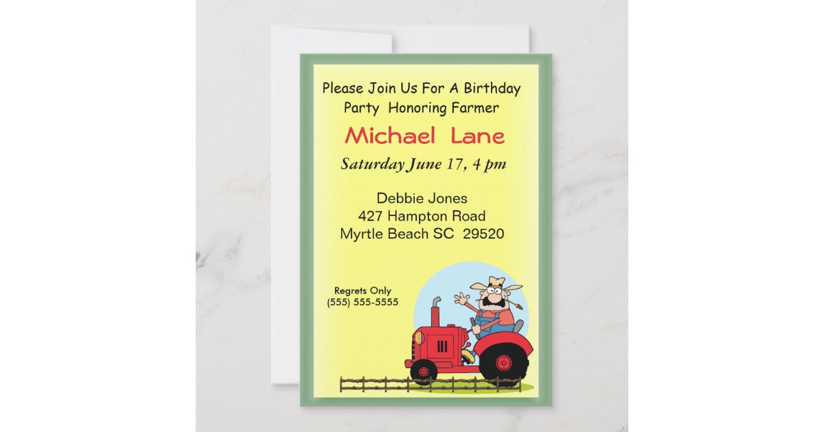 Kids Tractor Birthday Invitation | Zazzle