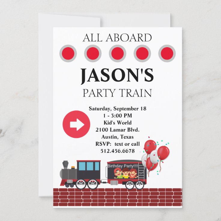 Kids Train Birthday Invitation | Zazzle