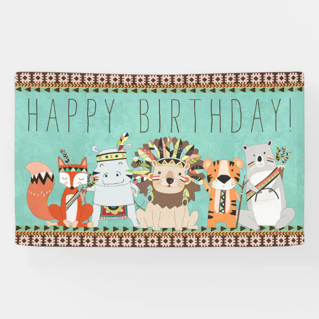 Kids Tribal Birthday Party Banner | Zazzle