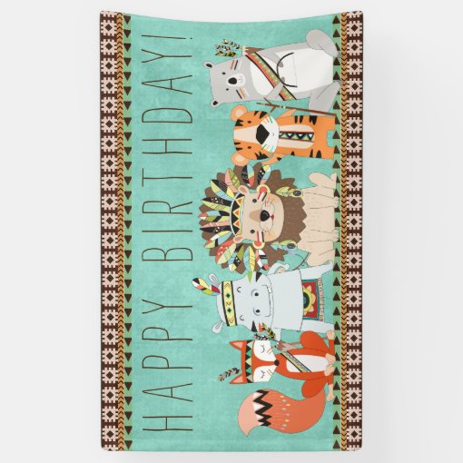 Kids Tribal Birthday Party Banner | Zazzle