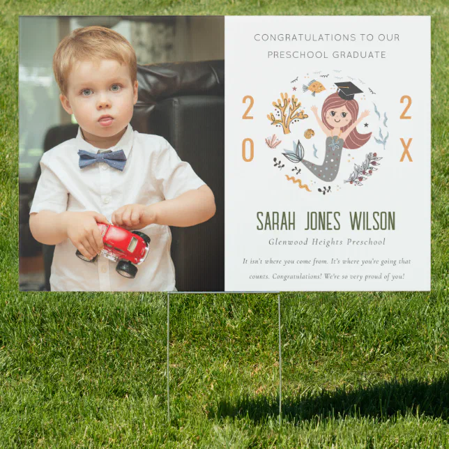 Kids Underwater Mermaid Photo Preschool Graduation Sign | Zazzle