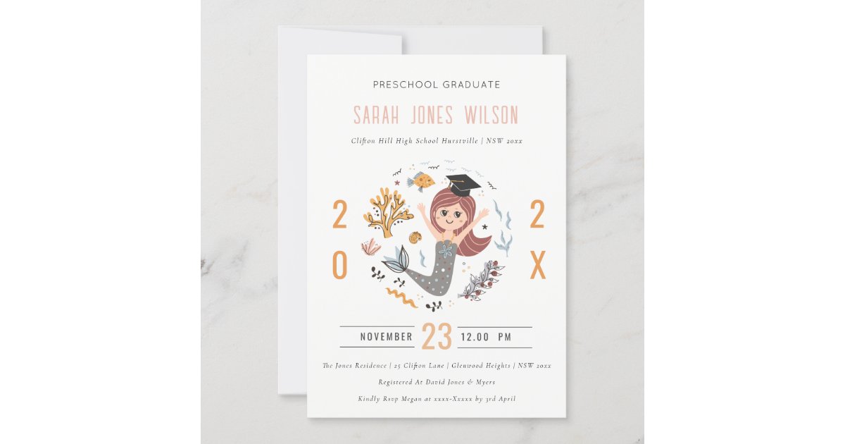 Kids Underwater Mermaid Preschool Graduation Party Invitation | Zazzle