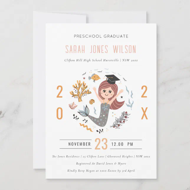 Kids Underwater Mermaid Preschool Graduation Party Invitation | Zazzle