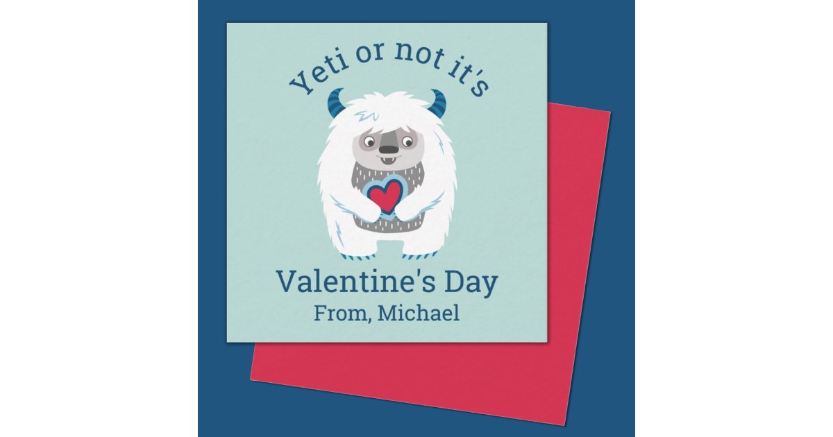 Kids Valentine Yeti Note Card | Zazzle
