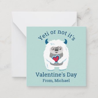 Kids Valentine Yeti Note Card | Zazzle