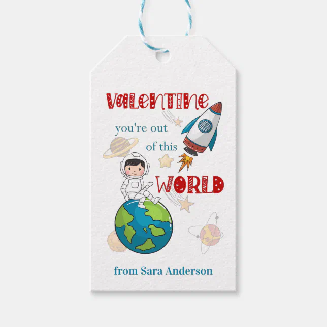 Kids Valentines Day Space Out Of This World Gift Tags | Zazzle