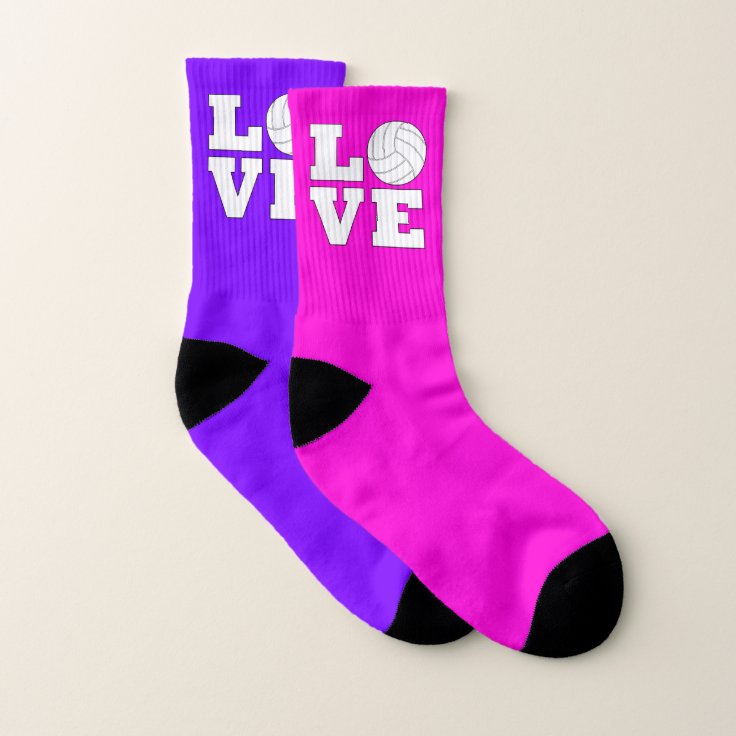 Kids Volleyball Love Custom Color Socks | Zazzle