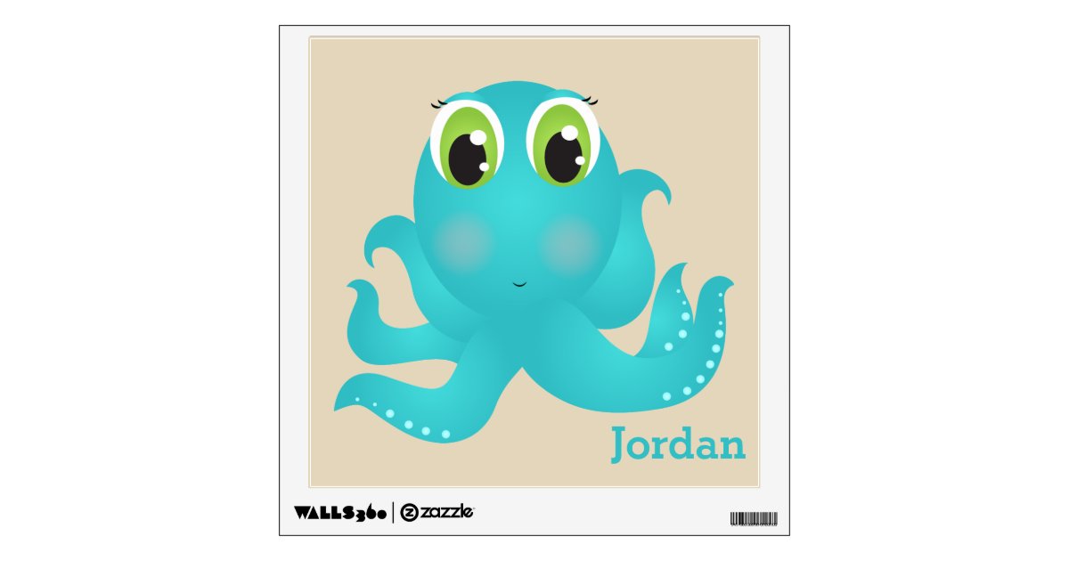 Kid's Wall Decal Cute Happy Octopus | Zazzle