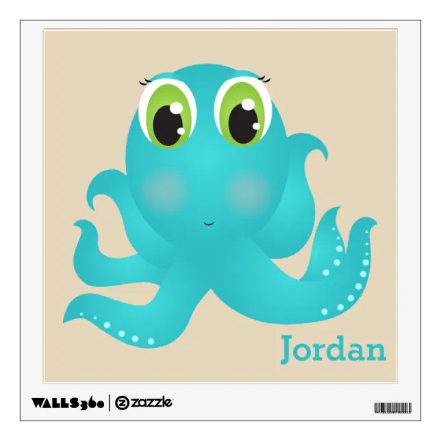Kid's Wall Decal Cute Happy Octopus | Zazzle