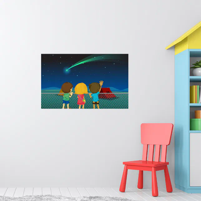Kids Watching A Comet Poster | Zazzle