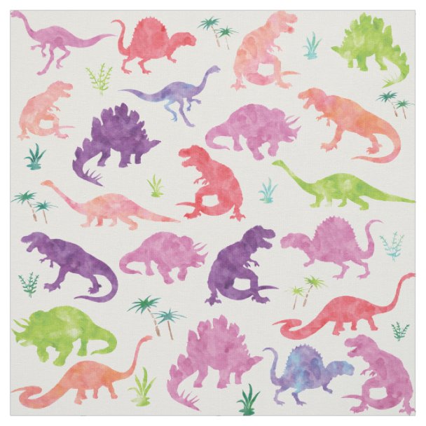 Pink Dinosaur Pattern Kids Fabric | Zazzle